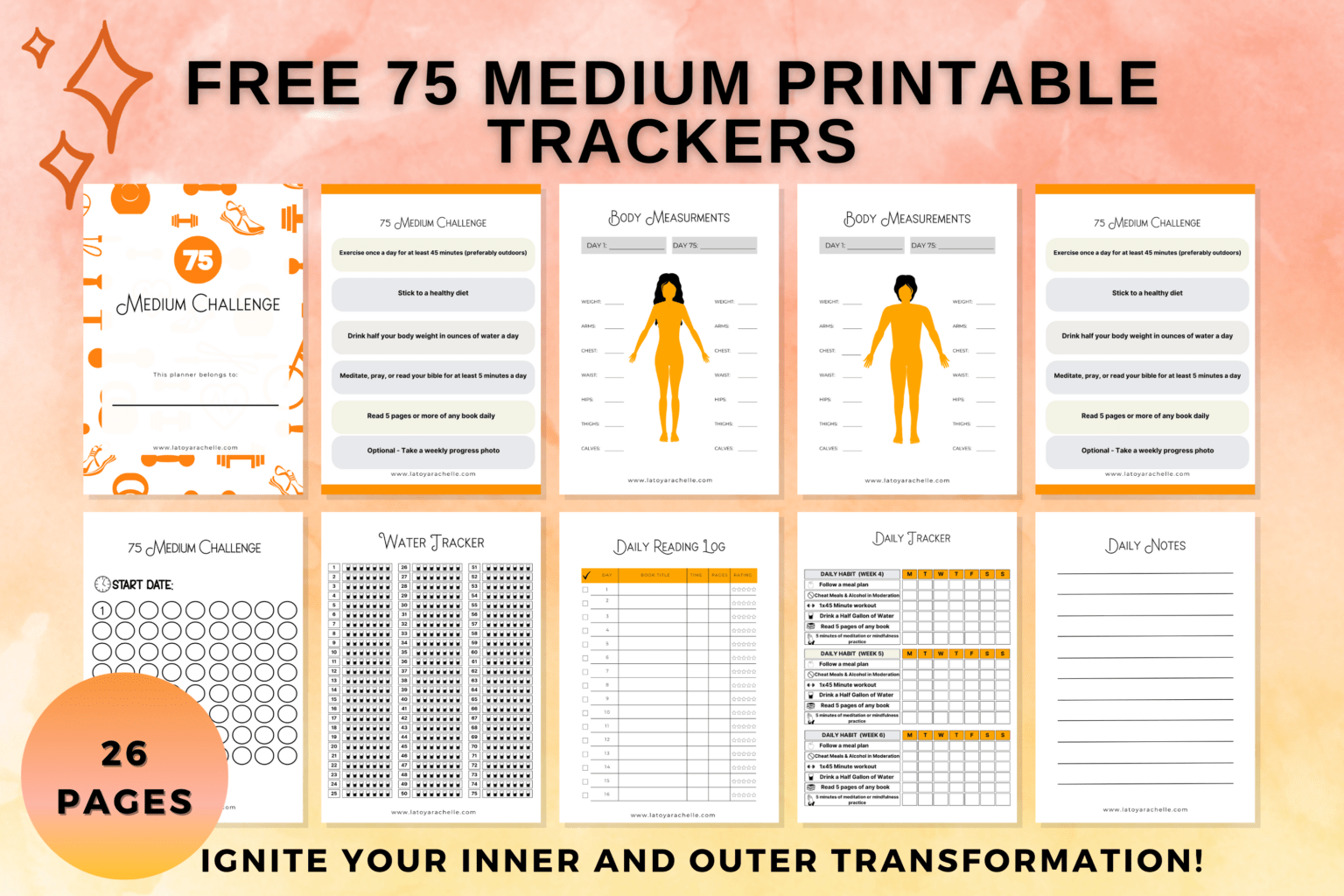 Free 75 Medium Challenge Printable Tracker - New! - LaToya Rachelle
