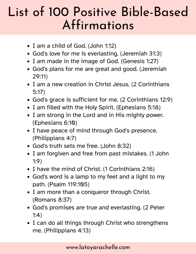 100 Positive Bible Affirmations for Daily Hope - LaToya Rachelle